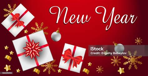 휴일과 메리 크리스마스와 새해 인사말 선물과 빨간 배경 벡터 12월에 대한 스톡 벡터 아트 및 기타 이미지 12월 12월 31일 2022년 Istock