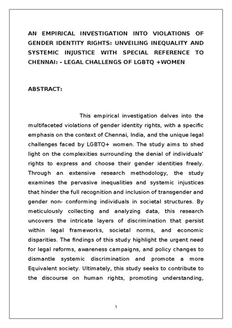 Abstract An Empirical Investigation Into Violations Of Gender Identify Rights An Empirical