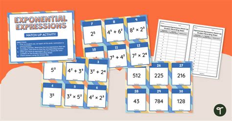 Exponential Expressions Match Up Activity Teach Starter