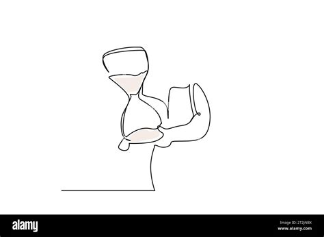 Human Person Holding Hourglass Time Passes Planning Line Art Stock Vector Image And Art Alamy