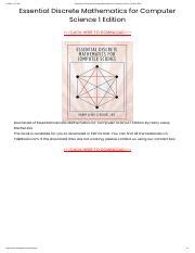 Essential Discrete Mathematics For Computer Science Edition Course Hero