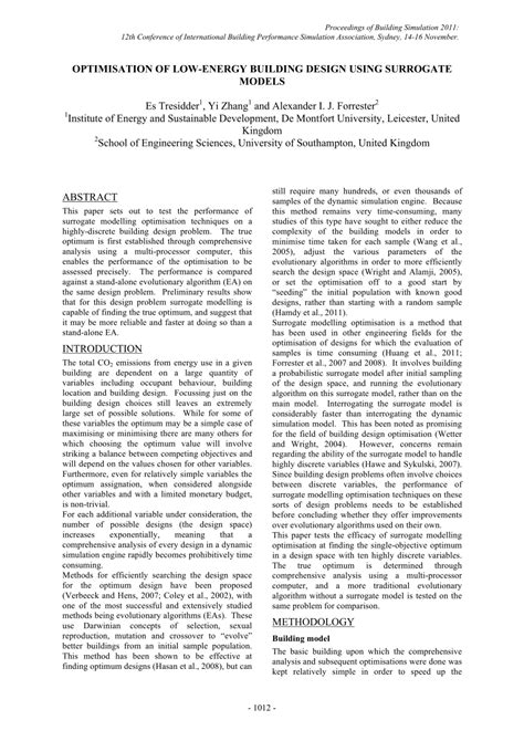 Pdf Optimisation Of Low Energy Building Design Using Surrogate Models