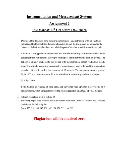 instrumentation and measurement systems assignment 2 due 13th oct pdf