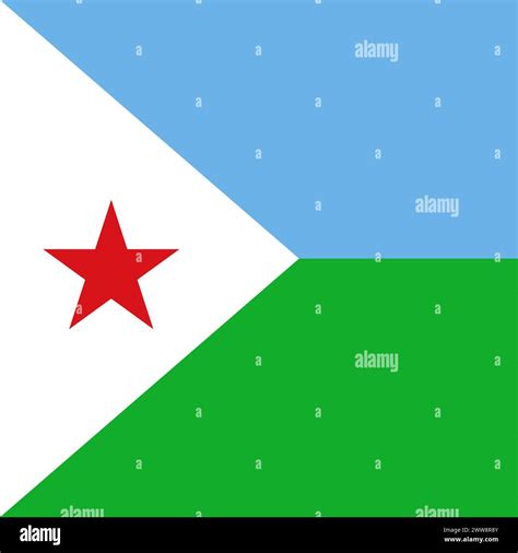 Djibouti Flag Solid Flat Vector Square With Sharp Corners Stock