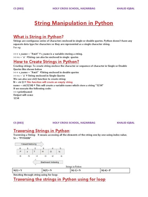 Cs String Manipulation In Python Pdf String Computer Science Letter Case