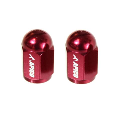 Apico Cnc Aluminium Valve Cap 2 Pack Red Ghostbikes