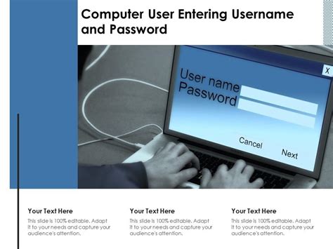 Computer User Entering Username And Password Presentation Graphics