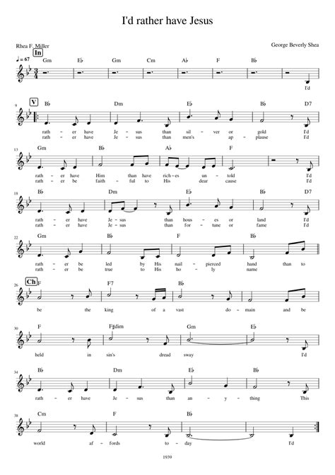 Id Rather Have Jesus George Beverly Shea Sheet Music For Vocals