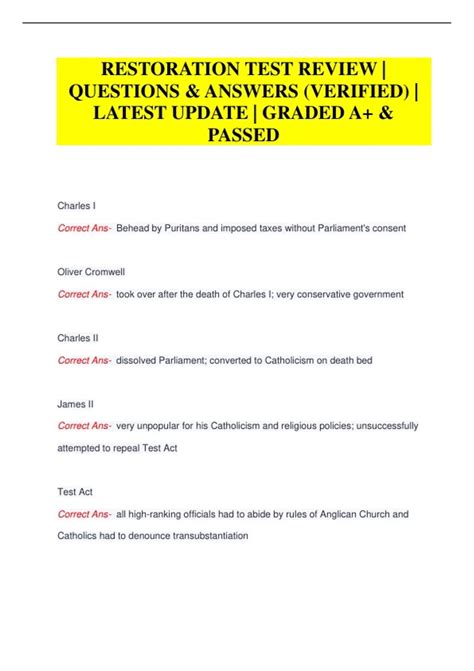 Restoration Test Review Package Questions And Answers Verified Latest Update Graded A