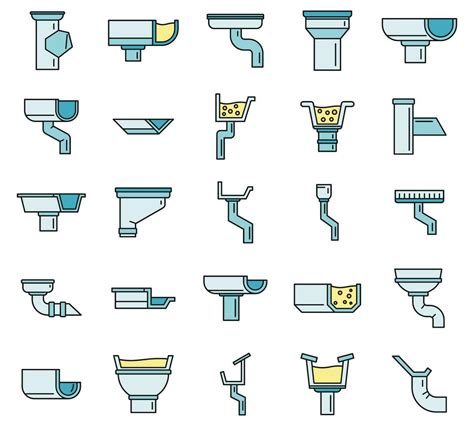 Gutter Drain Icons Set Vector Color 36587213 Vector Art At Vecteezy