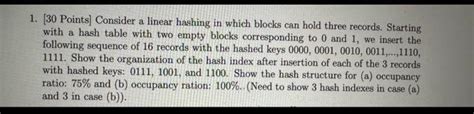 Solved 1 30 Points Consider A Linear Hashing In Which