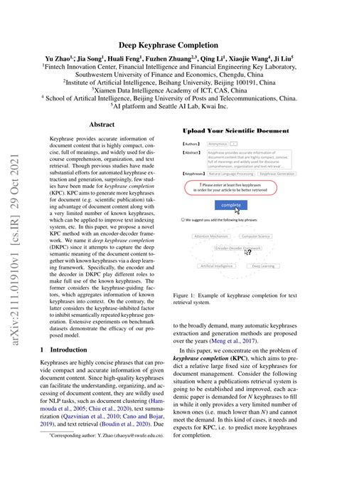 Pdf Deep Keyphrase Completion