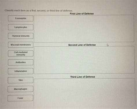 answered classify each item as a first second or third line of