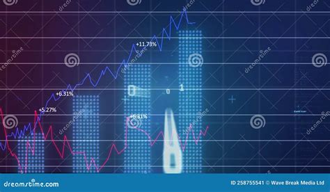 image of diverse data and graphs processing in navy digital space stock