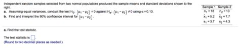 independent random samples selected from two normal populations