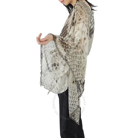 Roberto Cavalli Ladies Taupe Macro Python Print Silk Kaftan Brand Size