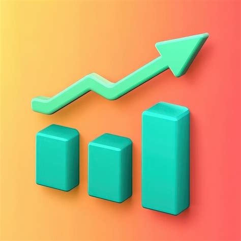 a vibrant 3d icon featuring a green upward arrow soaring above a bar