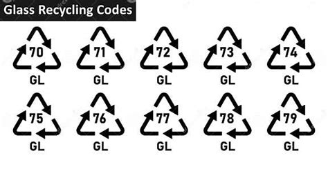 Glass Recycle Code Icon Set Stock Vector Illustration Of Trash