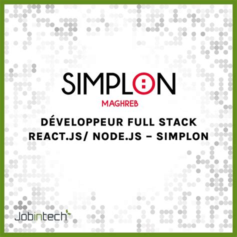 développeur full stack react js node js simplon jobintech