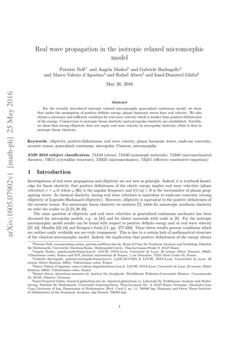 Pdf Real Wave Propagation In The Isotropic Relaxed Micromorphic Model