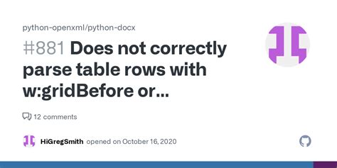 Does Not Correctly Parse Table Rows With W Gridbefore Or W Gridafter Elements Issue
