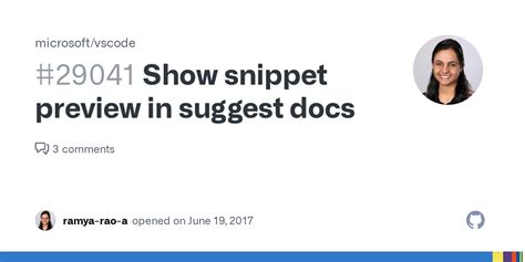 Show Snippet Preview In Suggest Docs Issue Microsoft Vscode GitHub