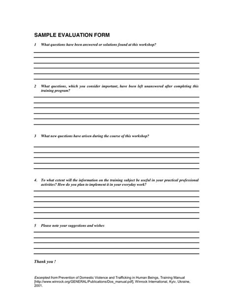 Evaluation Form 1 In Word And Pdf Formats Page 2 Of 2