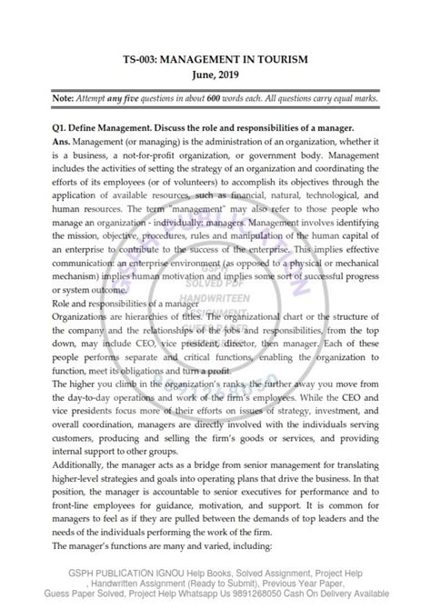 Ignou Ts 3 Previous Year Solved Question Paper June Dec 2018 June 2019 English Medium Ignou