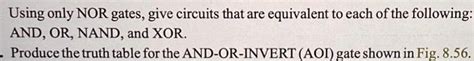 SOLVED Using Only NOR Gates Give Circuits That Are Equivalent To Each Of The Following AND