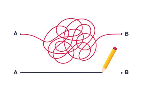 Complex And Easy Simple Way From Point A To B Vector Illustration Stock Vector Illustration