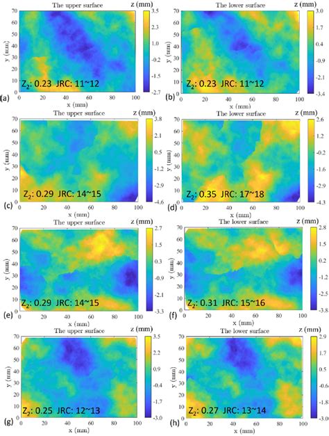 Scanned Upper And Lower Surfaces Of The Four Natural Rock Fractures