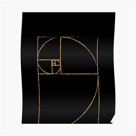 Yellow Golden Ratio Spiral Fibonacci Sequence Sketch Poster For Sale