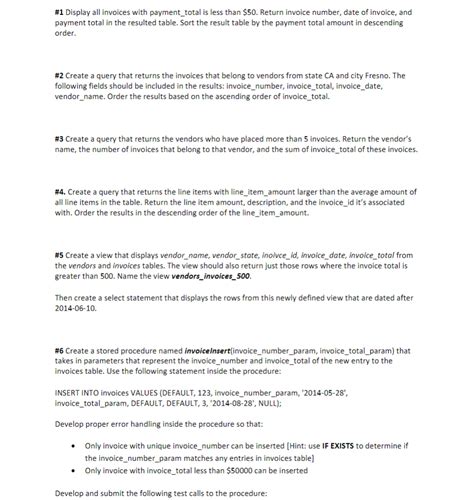 Solved Display All Invoices With Payment Total Is Less Chegg