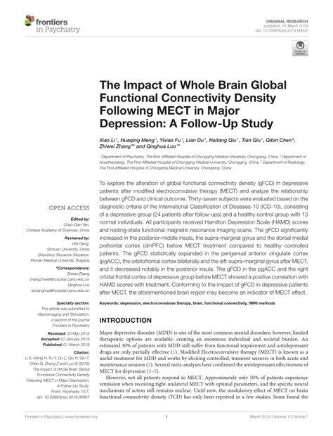 Pdf The Impact Of Whole Brain Global Functional Connectivity Density