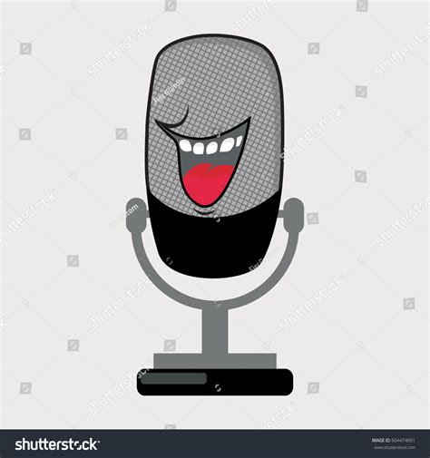 Funny Microphone Grey Background Vector Stock Vector Royalty Free