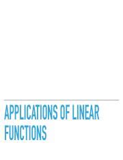 APPLICATIONS OF LINEAR FUNCTIONS Pdf APPLICATIONS OF LINEAR FUNCTIONS OBJECTIVES FOR THIS