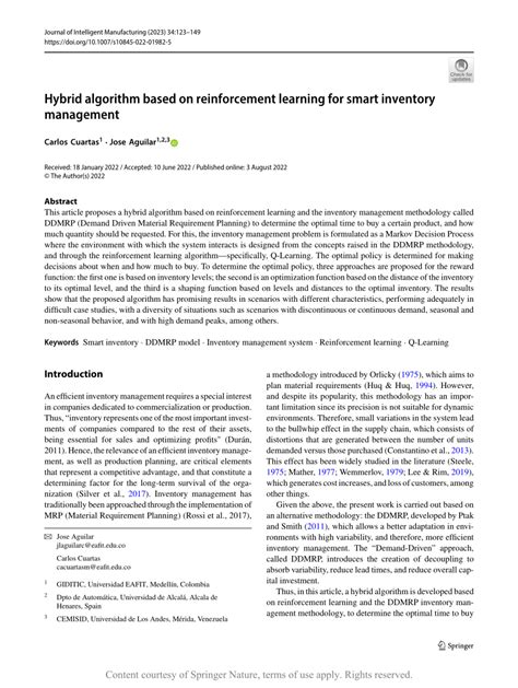 Pdf Hybrid Algorithm Based On Reinforcement Learning For Smart