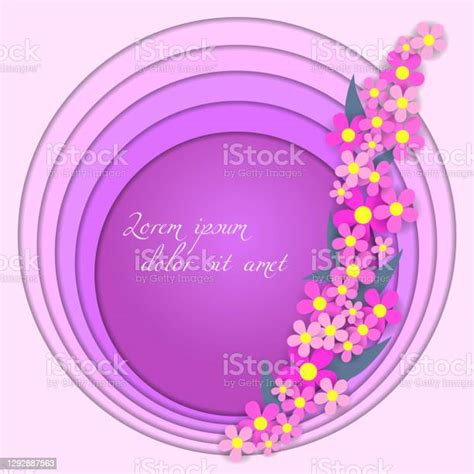 종이 는 꽃으로 둥근 배경을 잘라 텍스트의 공간을 복사합니다 광고 인사말 카드 배너 판매를위한 종이 접기 컨셉 디자인 벡터 그림입니다 0명에 대한 스톡 벡터 아트 및 기타