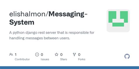 GitHub Elishalmon Messaging System A Python Django Rest Server That