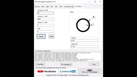 Focus Kodlama On Linkedin Çelik Ağırlık Hesaplama Programısteel