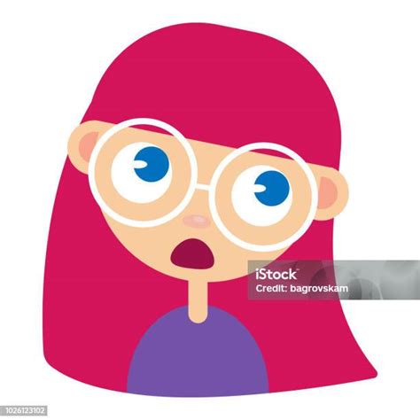 십 대 소녀 얼굴 놀란된 표정 흰색 배경에 고립 된 만화 벡터 일러스트 빨간 머리 소녀 Emoji 놀란 충격 놀 다 놀 다