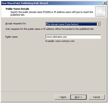 For Simplicity Ensure The Public Site Name Is The Same As The Internal Site Name Entered In The