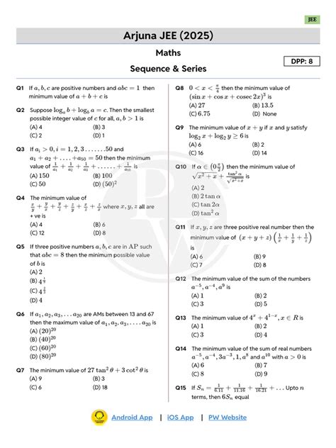 Sequence And Series Dpp 08 Of Lec 09 Arjuna Jee 2025 Pdf