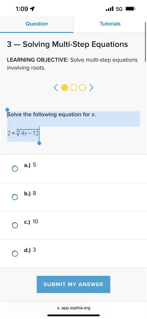 Solved 1:094.II 5GQuestionTutorials3 - ﻿Solving Multi-Step | Chegg.com