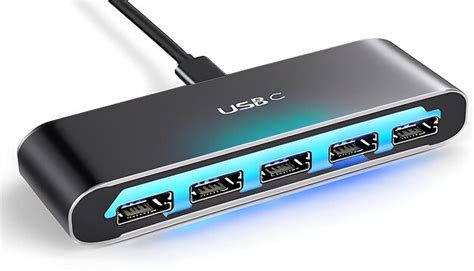 Usbc Hub With Multiple Ports And Blue Led Lighting Premium Ai