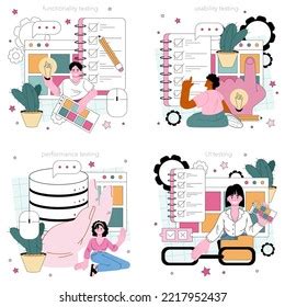 Website Testing Concept Set Code Testing Stock Vector Royalty Free Shutterstock