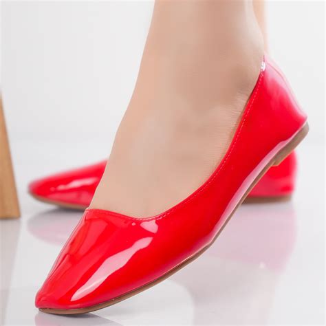 Balerini Rosii Piele Intoarsa Moda La Îndemână