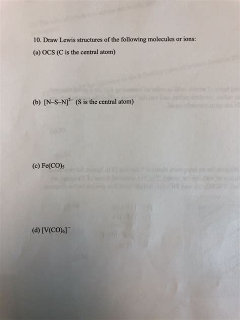 Solved Draw Lewis Structures Of The Following Molecules Chegg