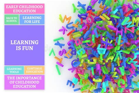 Kindergarten Word Cloud Stack Of Alphabets Stock Illustration