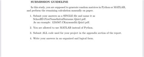 Solved Question1 Matrix Algebra 1 In Python Or Matlab